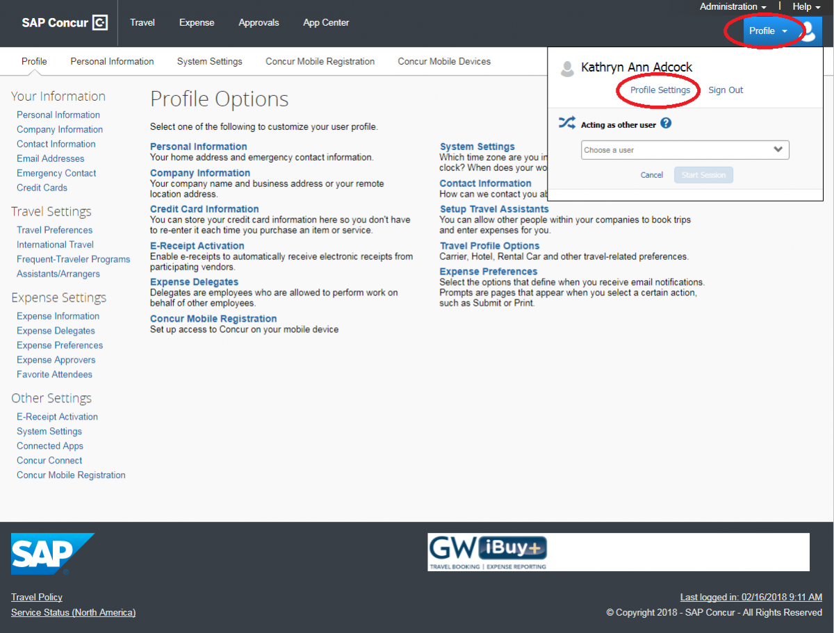 Basic Steps for Configuring a Concur Profile | iBuy | Finance Division ...